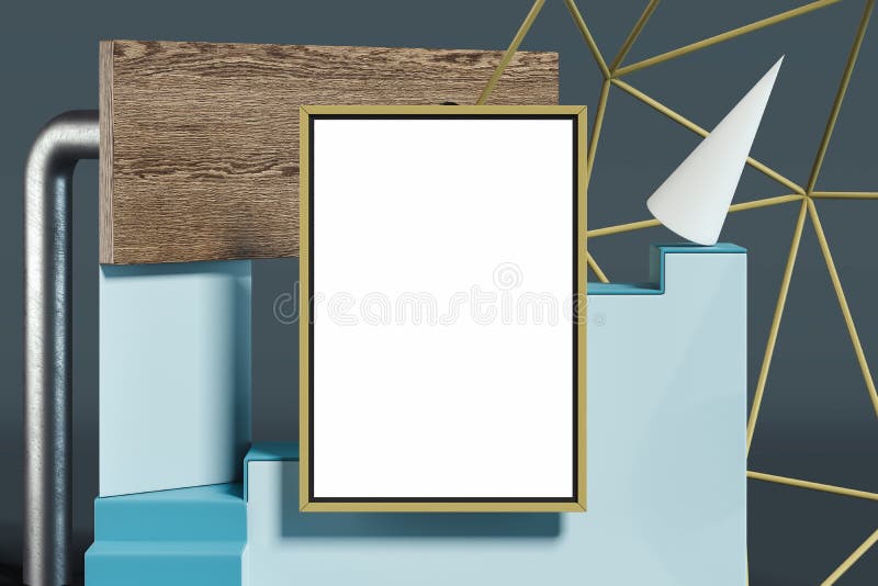 Blank Poster on Multicolored Geometric Figures Background. 3d Rendering ...