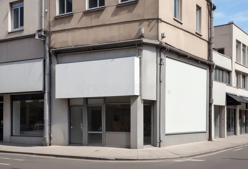 Blank Poster Sign Copy Space Mockup Attached To the Store Building ...