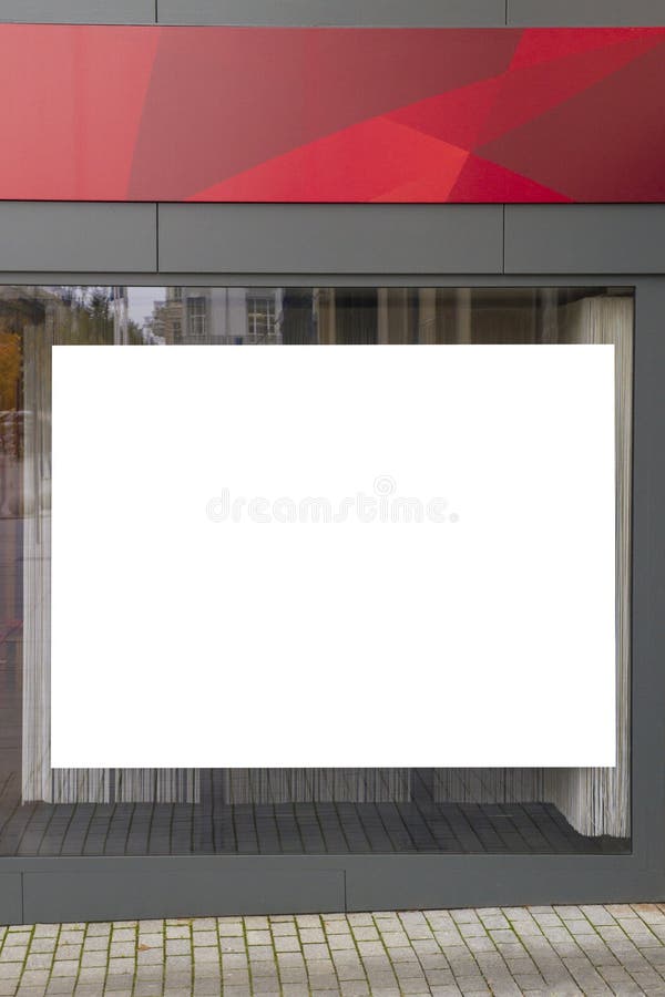 Blank Poster in the Window on the First Floor of Modern Building, Mock ...