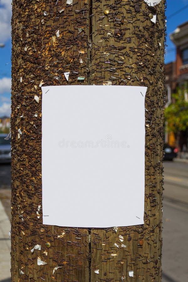 Blank Poster on a Wooden Post Stock Image - Image of isolated, post ...