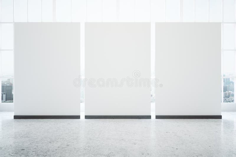 Blank posters in interior stock illustration. Illustration of mockup ...