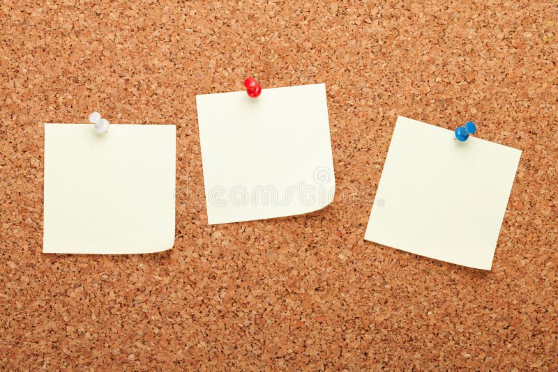 Blank Postit Notes on Cork Notice Board Stock Photo - Image of ...