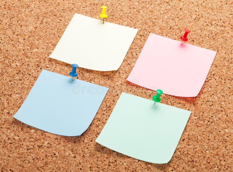 Blank Postit Notes on Cork Notice Board Stock Image - Image of ...