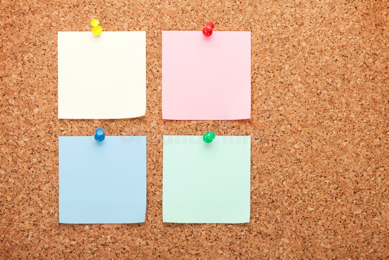 Blank Postit Notes on Cork Notice Board Stock Photo - Image of paper ...
