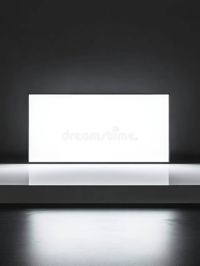 Blank Presentation Screen on a Clean White Stage Background in a Modern ...