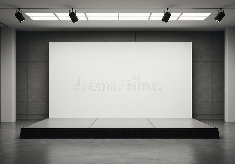 Blank Presentation Stage with Spotlights in a Modern Concrete ...