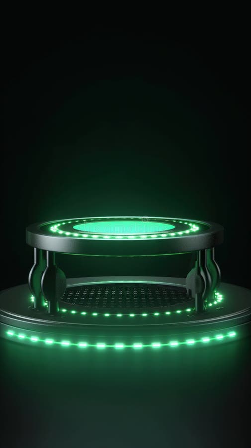 Blank Product Stand with Green Light. Platform for Design Stock ...