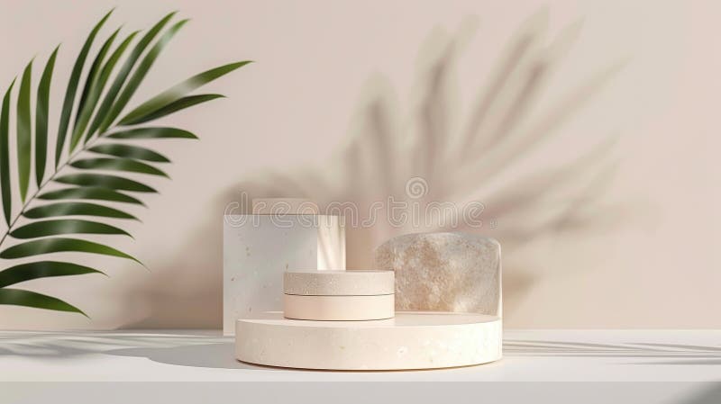 Blank Product Three Podium. Minimal Scene Mockup with Stone, Product ...