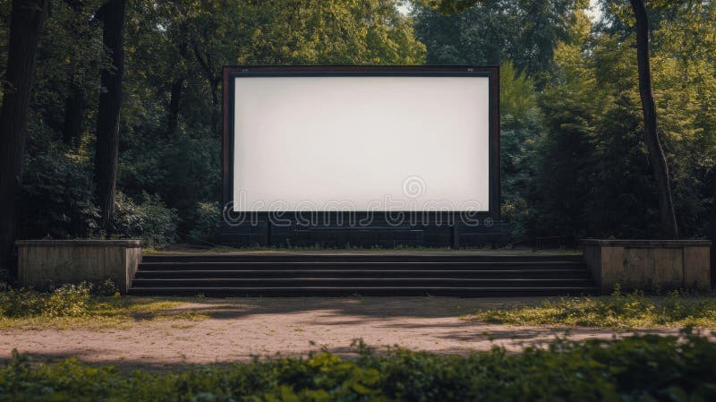 Blank Projection Screen in a Forest Clearing with Steps Stock ...