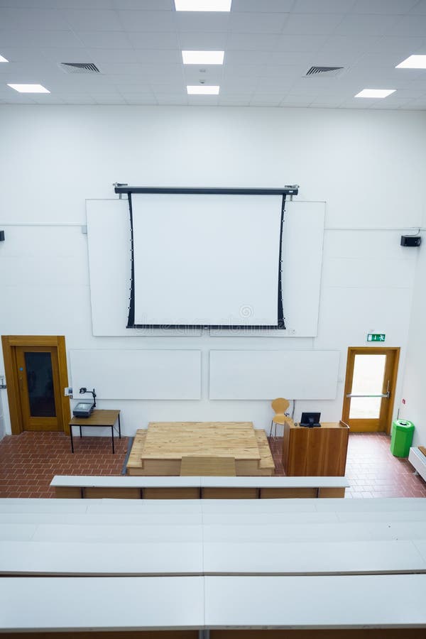 Projection Screen in the Lecture Hall Stock Image - Image of indoors ...