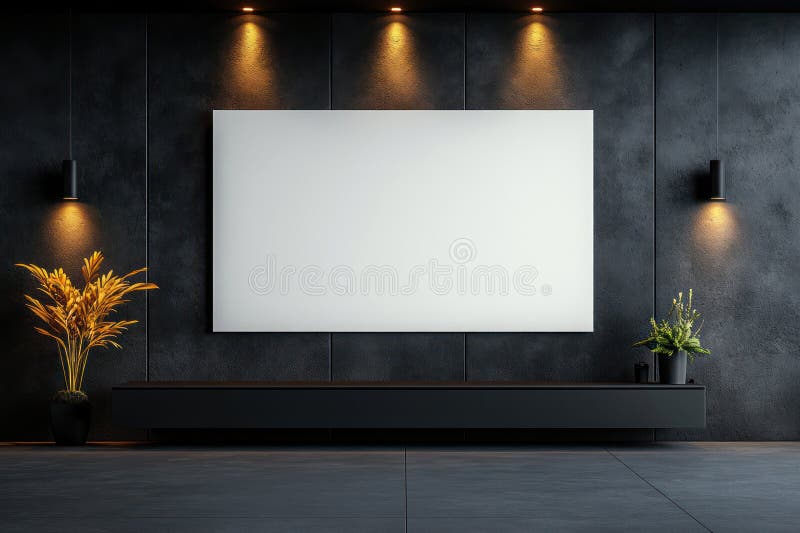 Blank Projection Screen Mounted on Wall for Presentations or ...