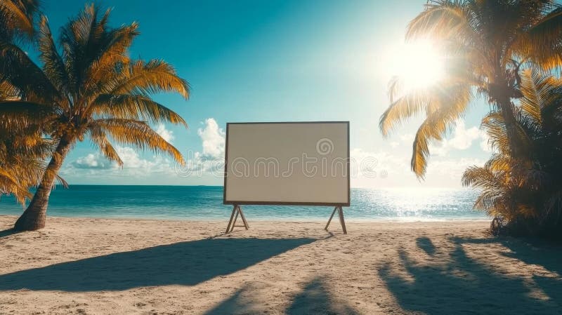Blank Projection Screen on a Tropical Beach Stock Illustration ...