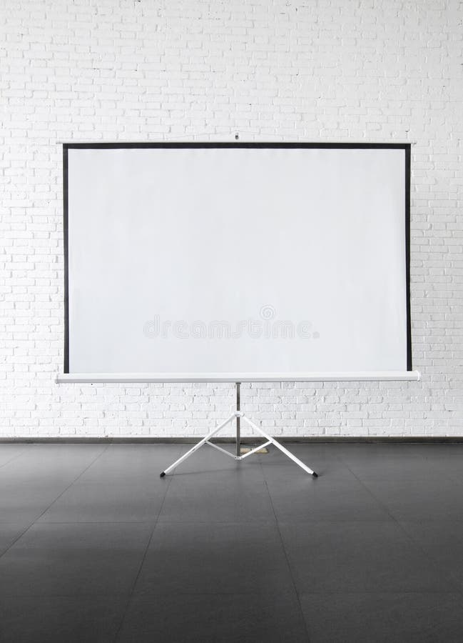 Blank Projector Screen Mockup on the Wall. Projection Light Stock Photo ...