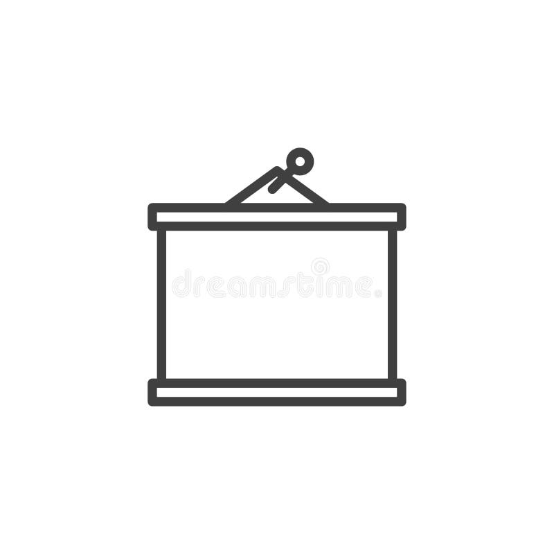 Projector Screen with Graph Outline Icon Stock Vector - Illustration of ...