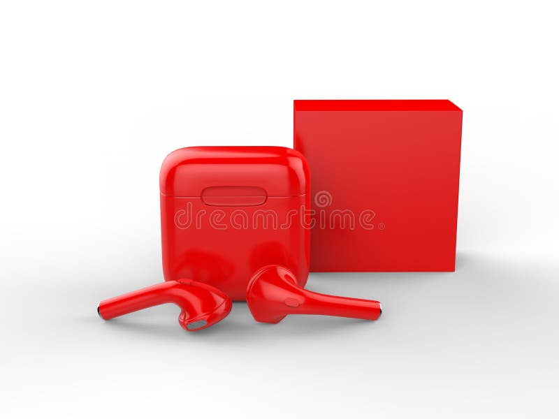 Blank Promotional Wireless Earbuds with Box Package. 3d Render ...