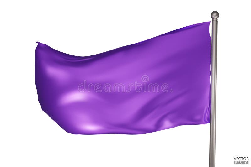 Blank Purple Flag on White Background. a Purple Flag Waving in the Wind ...