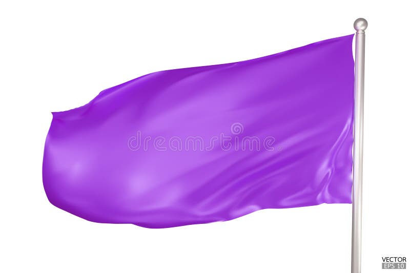 Blank Purple Flag on White Background. a Purple Flag Waving in the Wind ...
