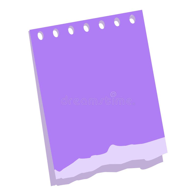 Purple Notepad Paper with Torn Bottom Edge Floating Stock Vector ...