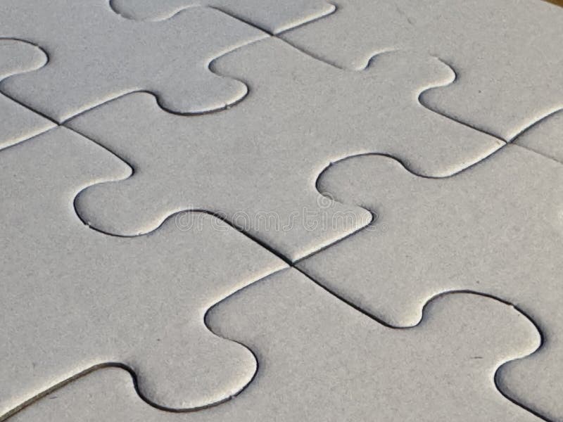 Blank Puzzle Pieces Connected Together Stock Photo - Image of close ...