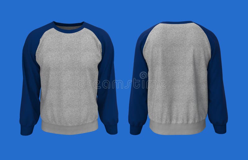 Blank Raglan Sweatshirt Mock Up Template in Front, and Back Views Stock ...