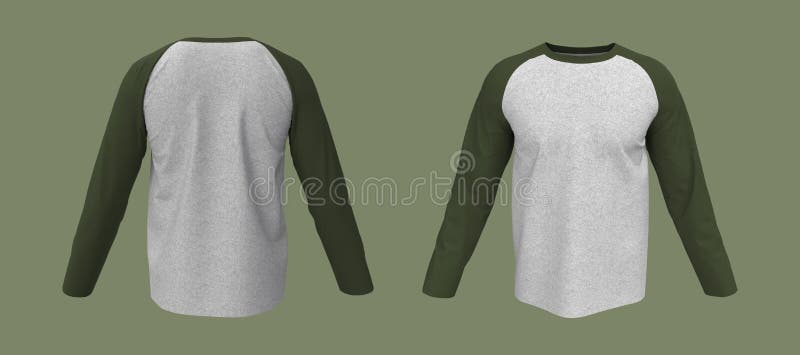 Blank Raglan Sweatshirt Mock Up Template in Front, and Back Views ...