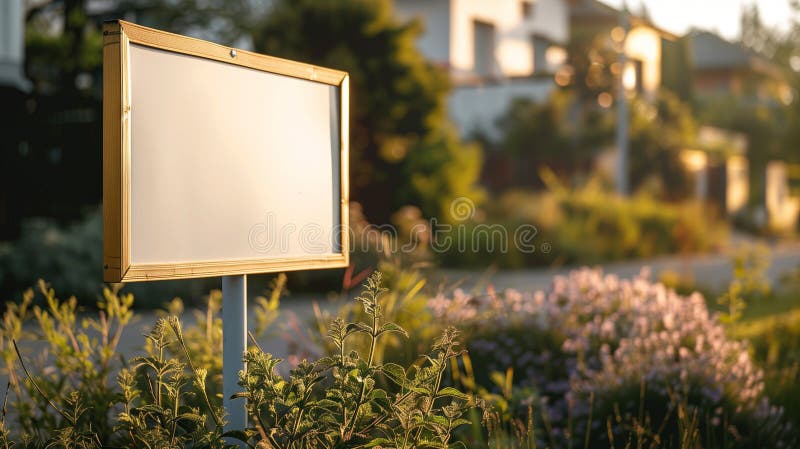 Blank Real Estate Sign Ready for Your MEssage in Front of House ...
