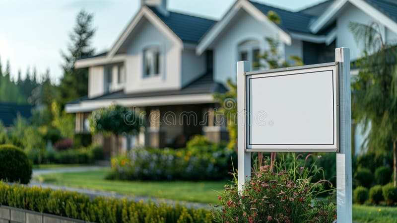 Big Blank Real Estate Sign Ready for Your Message in Front of House ...