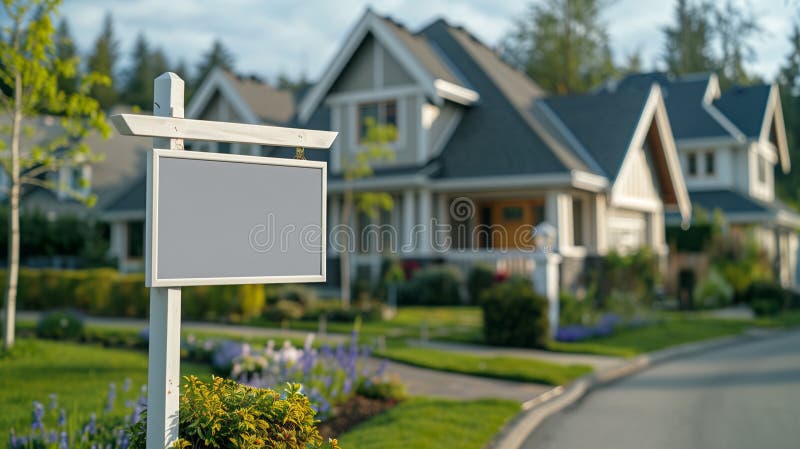 Grey Blank Real Estate Sign Ready for Your MEssage in Front of House ...
