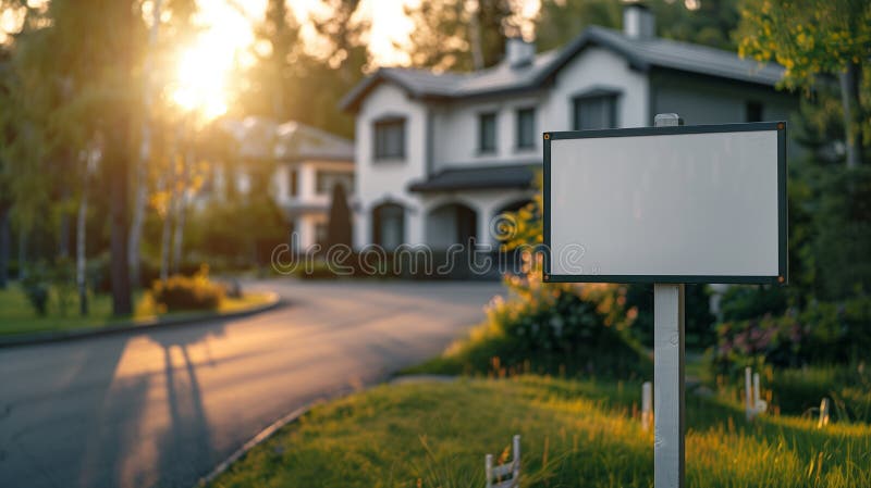 Empty Real Estate Sign Ready for Your Message in Front of House ...