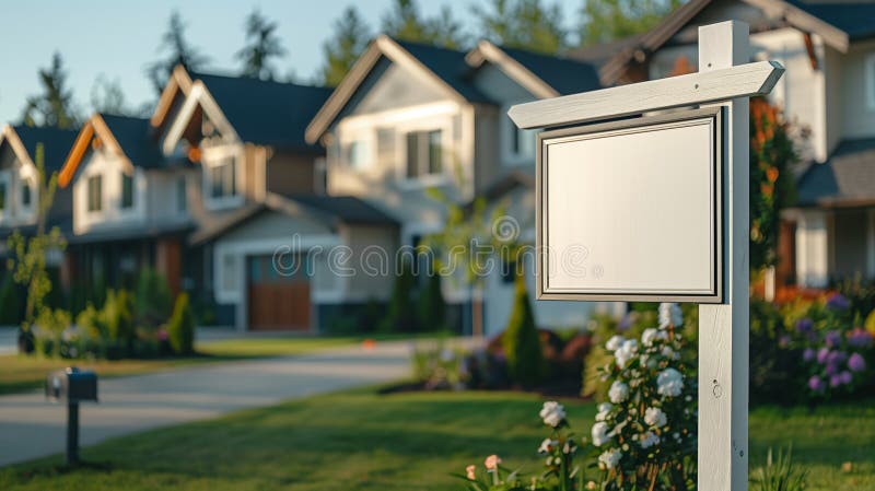 Sunlit Blank Real Estate Sign Ready for Your MEssage in Front of House ...