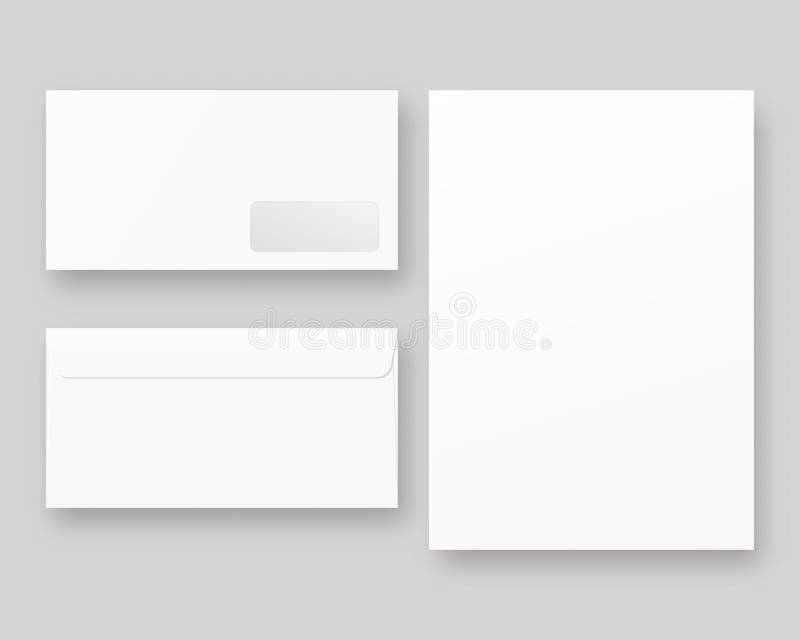 Blank Realistic Closed Envelope Front and Back View Mockup. Stock ...