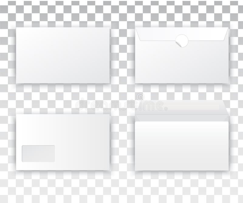 Realistic Envelope. DL Blank Stationery Mockup, Open Closed Front and ...