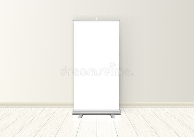Blank Realistic Roll Up Banner Display in Room Stock Vector ...