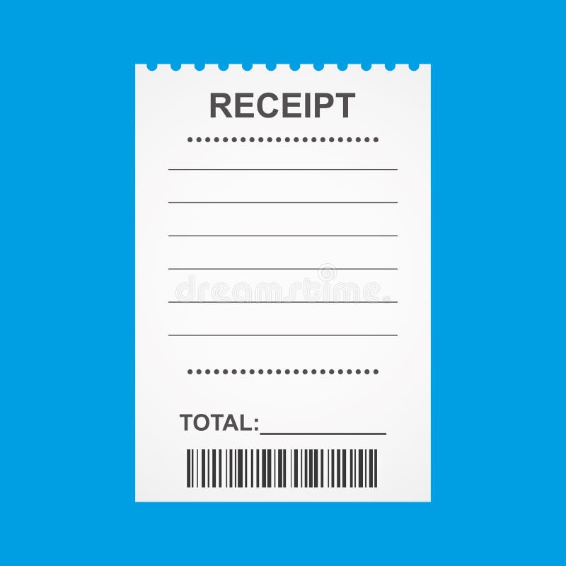 Blank Receipt,isolated on Blue Background Stock Vector - Illustration ...
