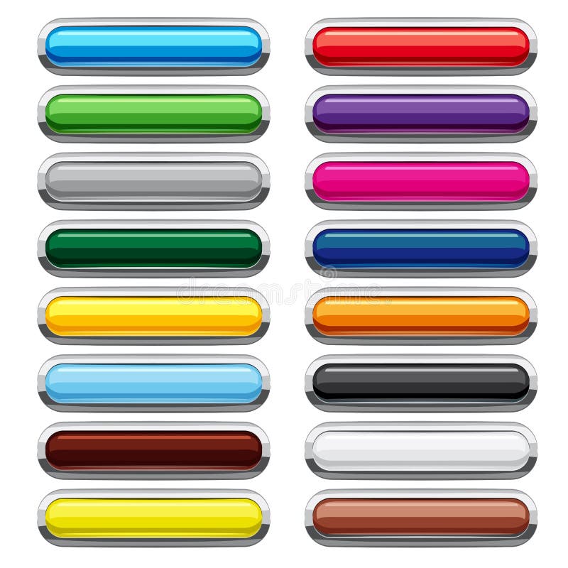 Blank Rectangle Buttons Icons Set, Cartoon Style Stock Vector ...