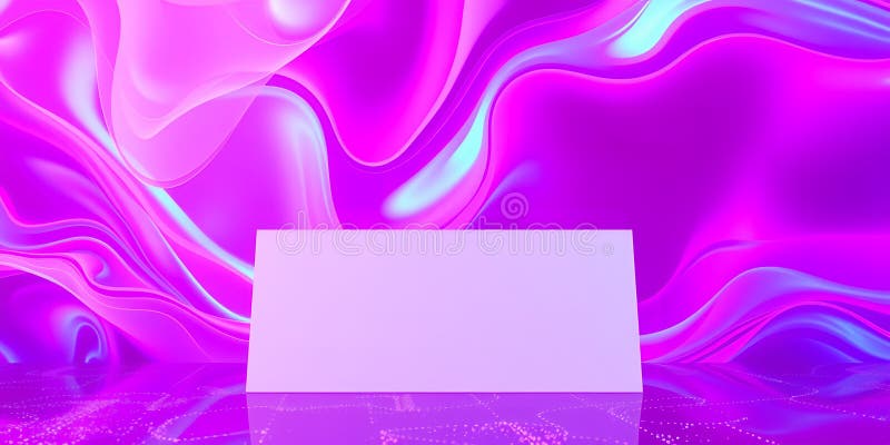 Blank Rectangle on Reflective Surface with Flowing Magenta and Cyan ...