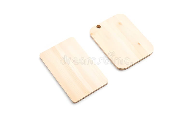 Blank Rectangle Wood Plate Mockup Set, Side View. Stock Photo - Image ...
