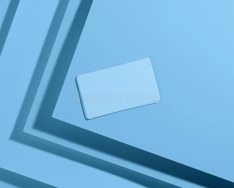 Blank Rectangular Business Card on Creative Blue Background from Sheets ...