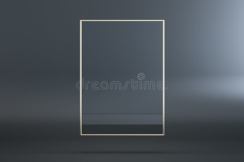Blank Rectangular Glass Frame Banner on Gray Background. 3D Rendering ...