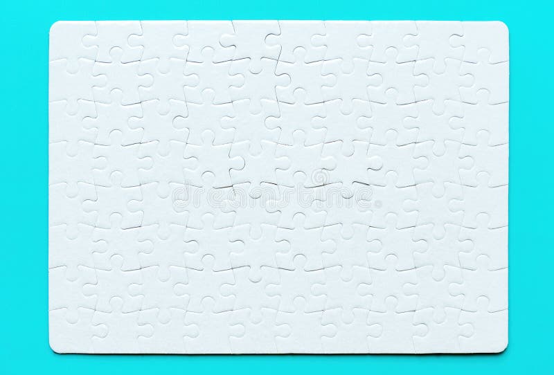 Blank Rectangular Jigsaw Puzzle Isolated on Blue Stock Photo - Image of ...