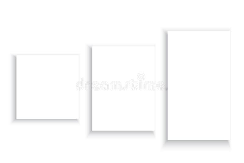 Blank Rectangular Paper Set. Shadowed Floating Sheets. Simple White ...