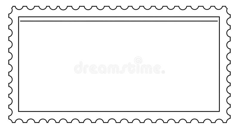 Blank Rectangular Postage Stamp Outline with a Perforated Border ...