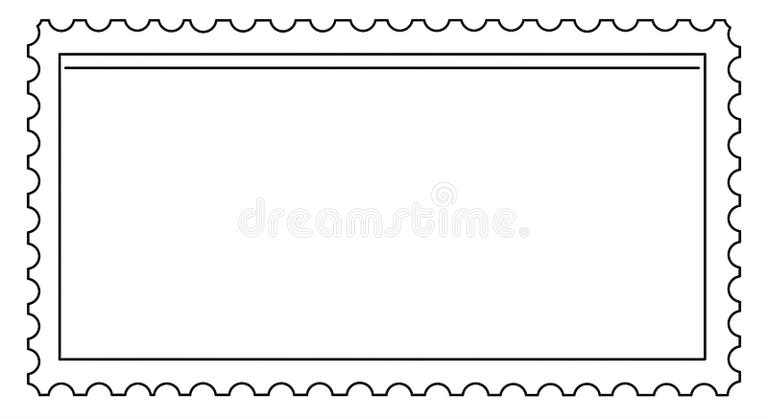 Blank Rectangular Postage Stamp Outline with a Perforated Border ...