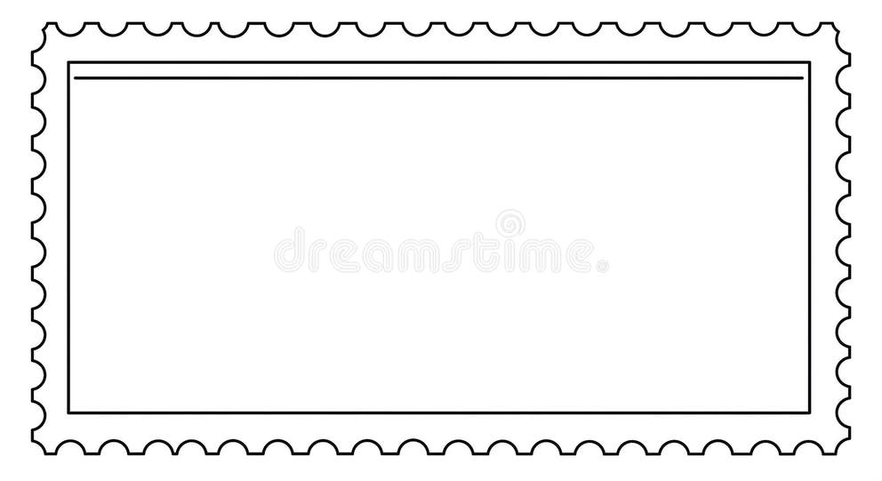 Blank Rectangular Postage Stamp Outline with a Perforated Border ...