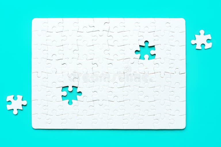 Blank Rectangular Puzzle with Two Final Pieces Stock Photo - Image of ...