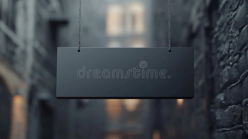 Blank Rectangular Sign Hanging in a Dimly Lit Urban Alleyway Mockup ...