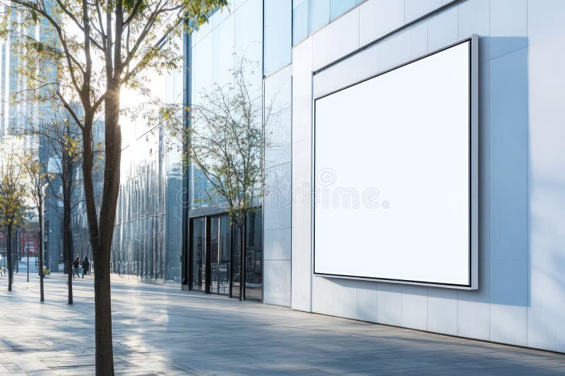 Blank Rectangular Sign Mockup Modern Storefront Stock Photos - Free ...
