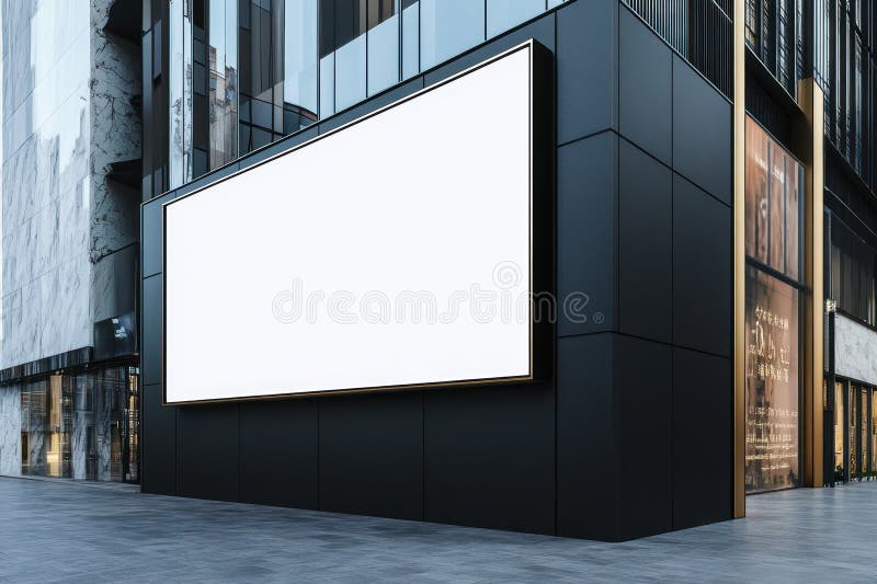 Blank Rectangular Sign Mockup on Modern Storefront Stock Image - Image ...
