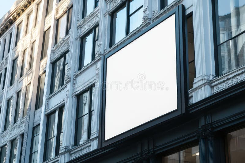 Blank Rectangular Sign Mockup on Modern Storefront Stock Image - Image ...