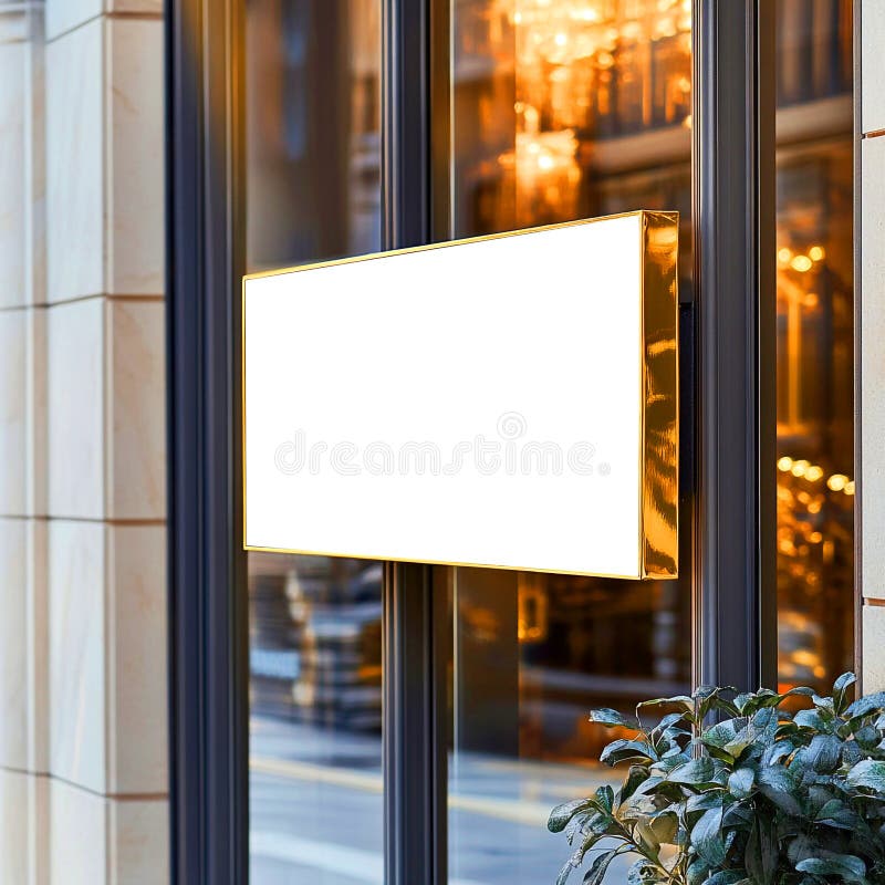 Blank Rectangular Sign on Modern Storefront Business Signage Mockup ...